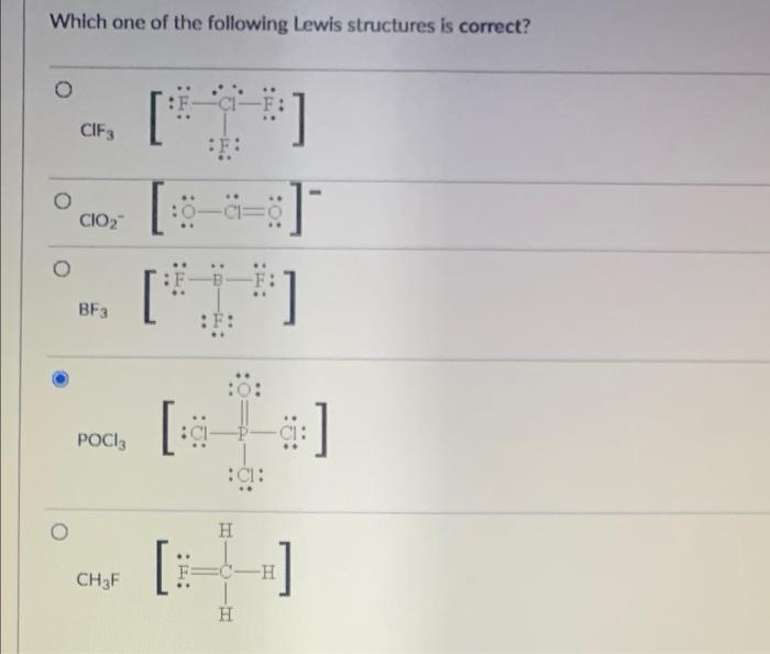 Solved Which one of the following Lewis structures is | Chegg.com