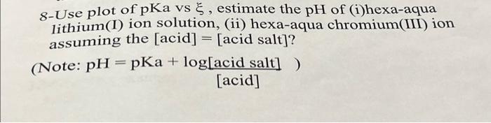 8-Use plot of pKa vs , estimate the pH of | Chegg.com