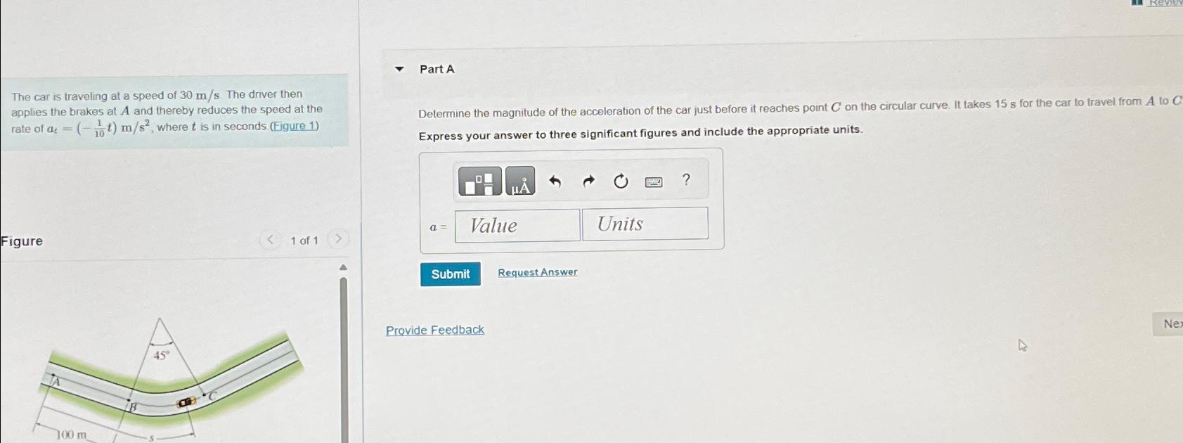 Solved Part AThe car is traveling at a speed of 30ms. ﻿The | Chegg.com