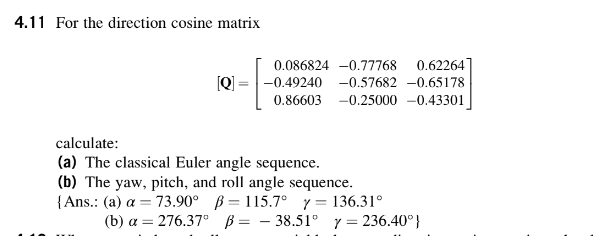 Solved 4 11 ﻿for The Direction Cosine Matrix