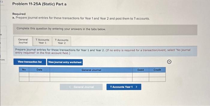 Solved Required information Problem 11-25A (Static) | Chegg.com