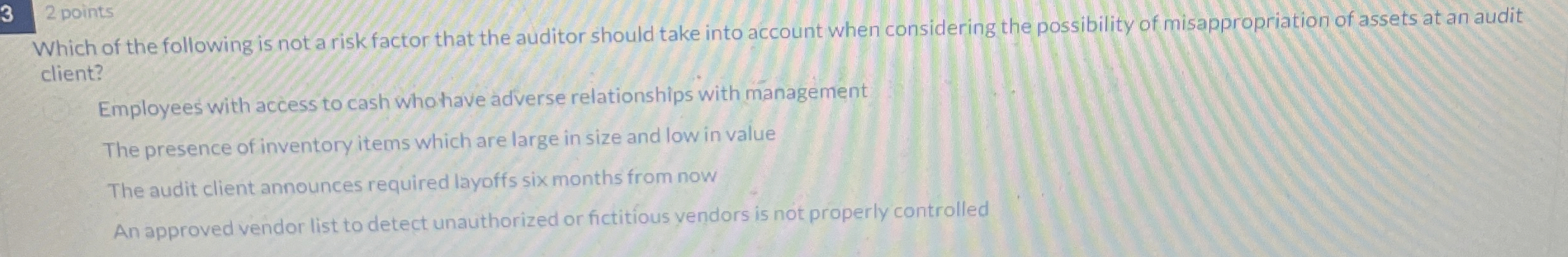 Solved 32 ﻿pointsWhich of the following is not a risk factor | Chegg.com