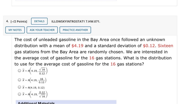 Solved 4. [-/2 Points] DETAILS ILLOWSKYINTROSTAT1 7.HW.071. | Chegg.com