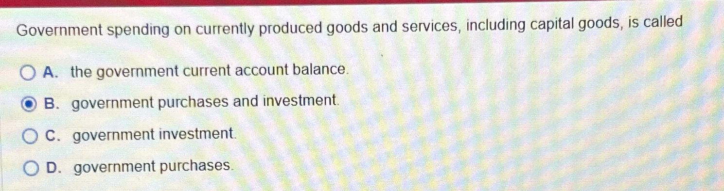 Solved Government spending on currently produced goods and | Chegg.com