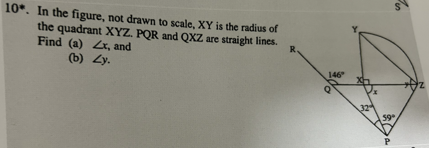 Solved 10*. ﻿In the figure, not drawn to scale, xY ﻿is the | Chegg.com