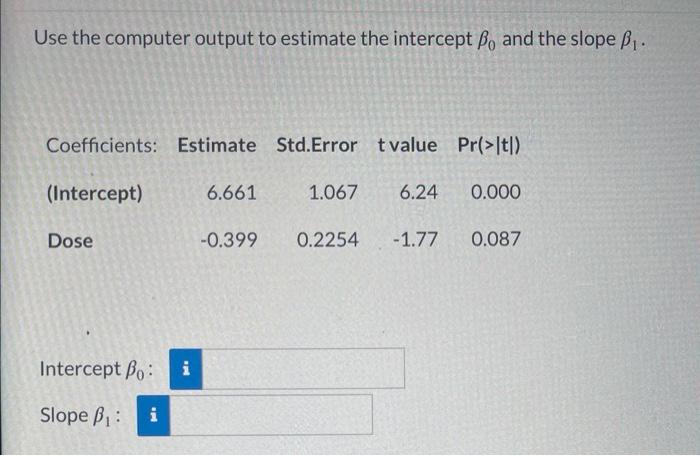 Solved Use the computer output to estimate the intercept β0 | Chegg.com