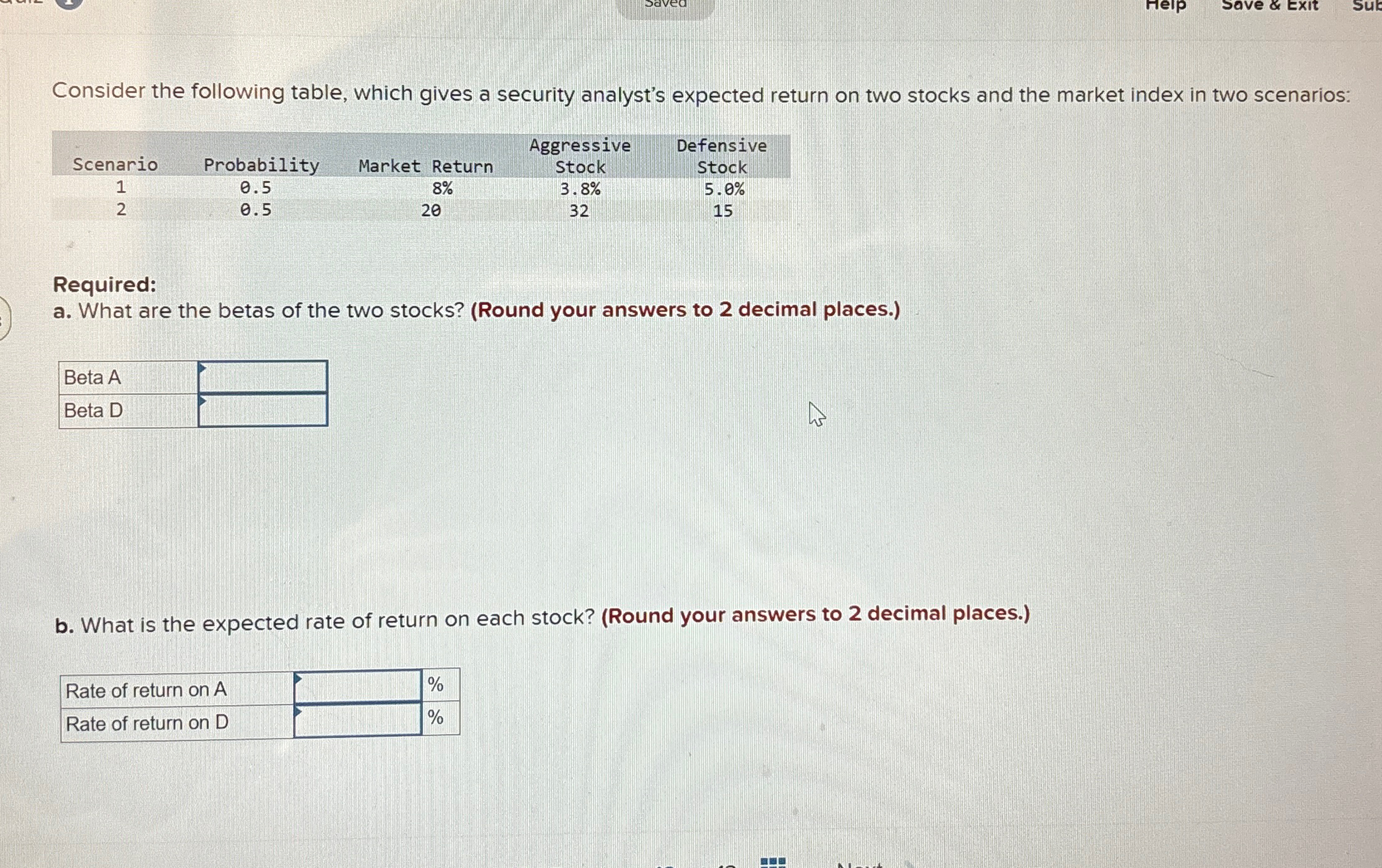 Solved Consider the following table, which gives a security | Chegg.com