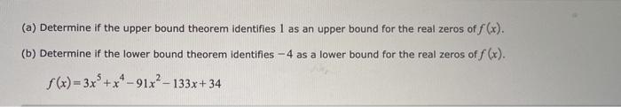 Solved (a) Determine if the upper bound theorem identifies I | Chegg.com
