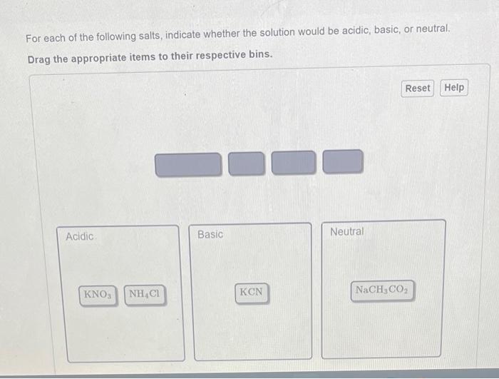 Solved For each of the following salts, indicate whether the | Chegg.com