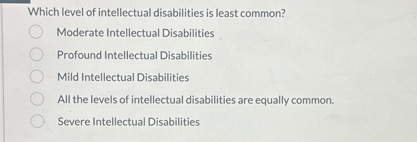 Solved Which level of intellectual disabilities is least | Chegg.com