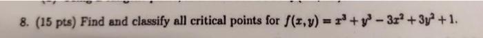Solved f(x,y)=x3+y3−3x2+3y2+1 | Chegg.com