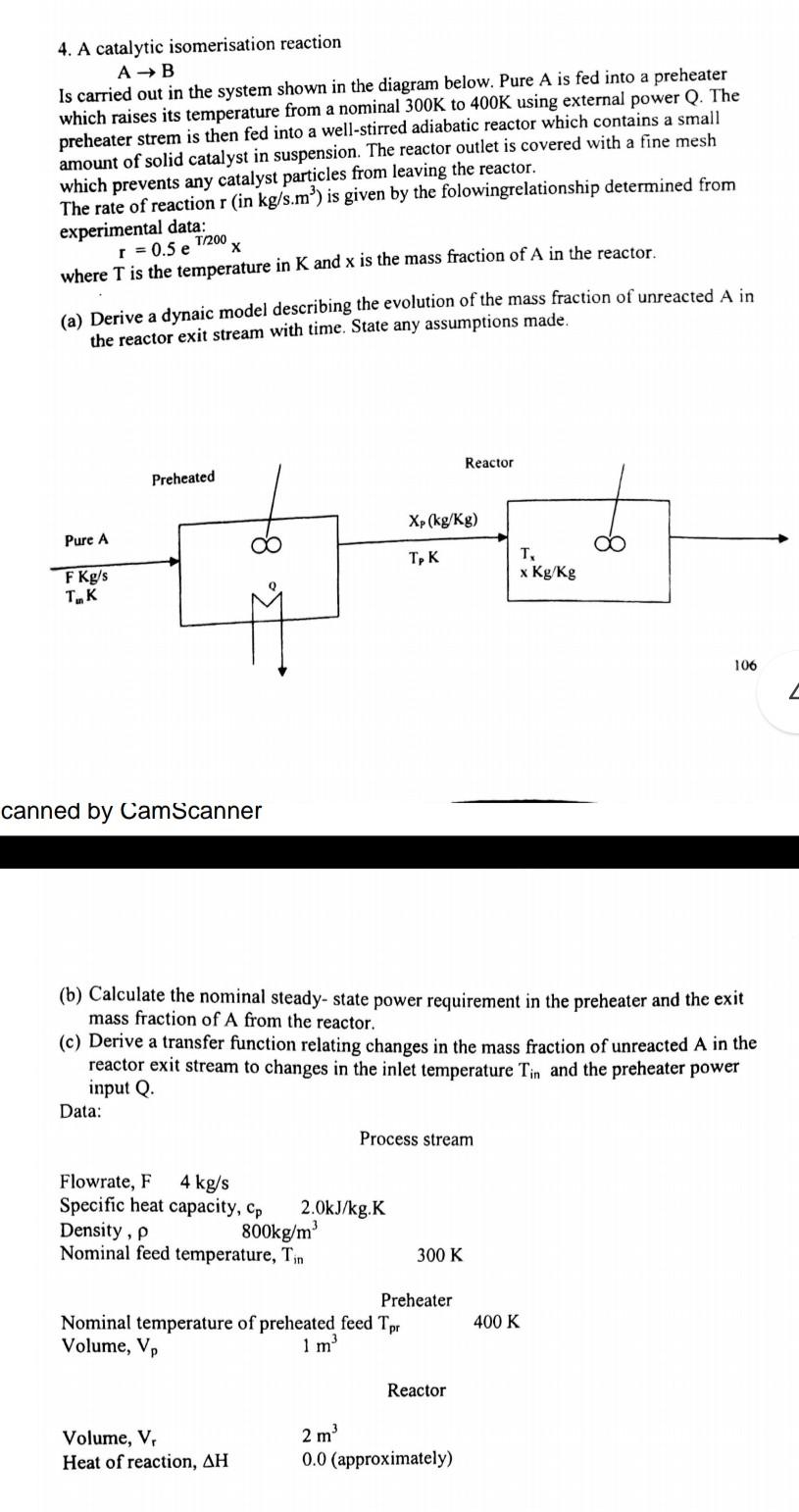 4. A catalytic isomerisation reaction A → B Is | Chegg.com
