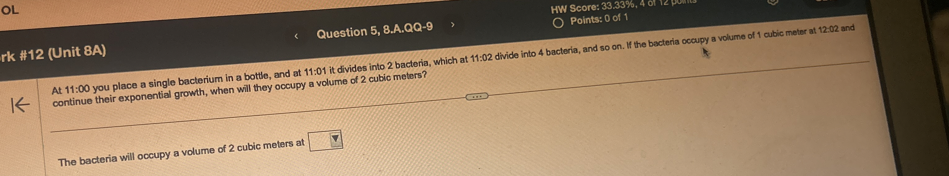 rk #12 (Unit 8A)Question 5, 8.A.QQ-9HW Score: | Chegg.com