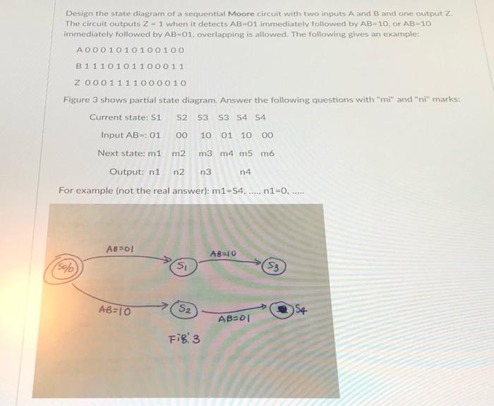 Solved Design the state diagram of a sequential Moore | Chegg.com