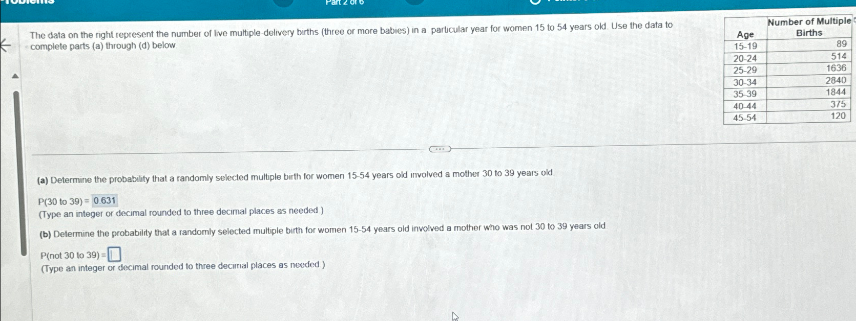 Solved The data on the right represent the number of live | Chegg.com