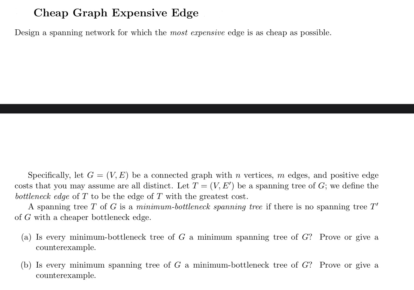 Solved Cheap Graph Expensive EdgeDesign a spanning network | Chegg.com