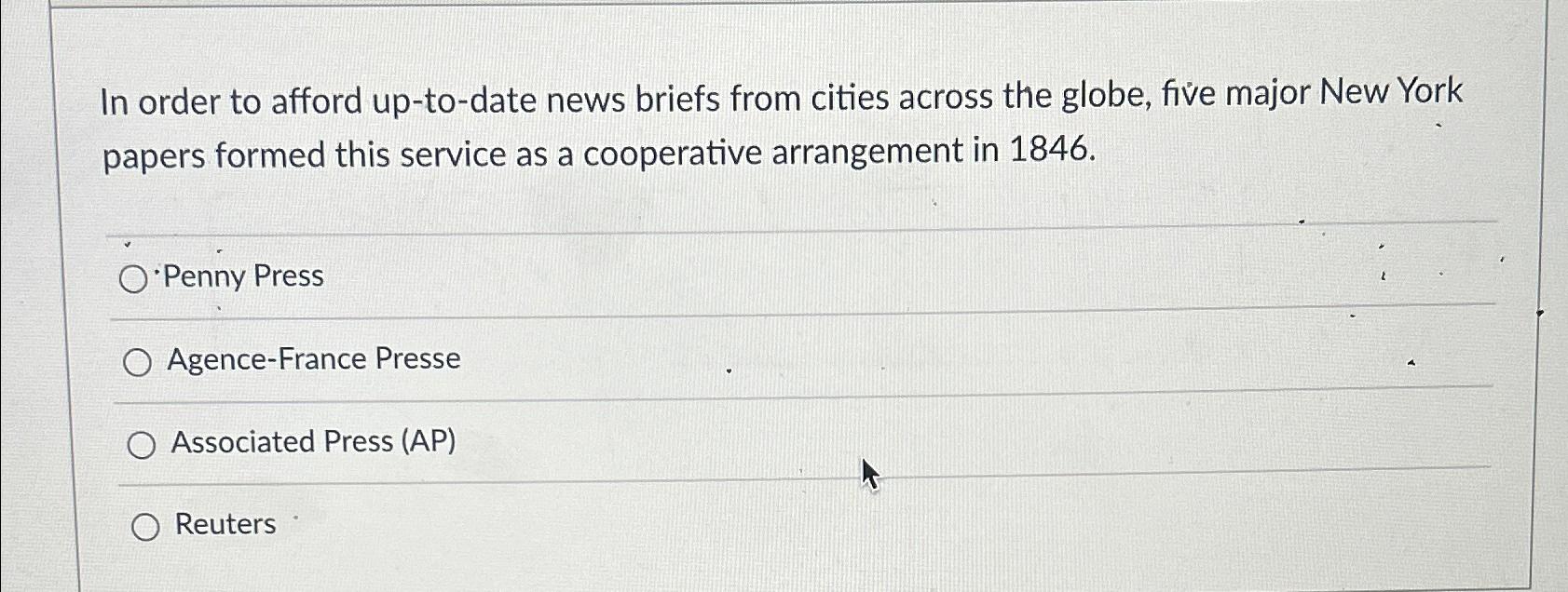 Solved In order to afford up-to-date news briefs from cities | Chegg.com
