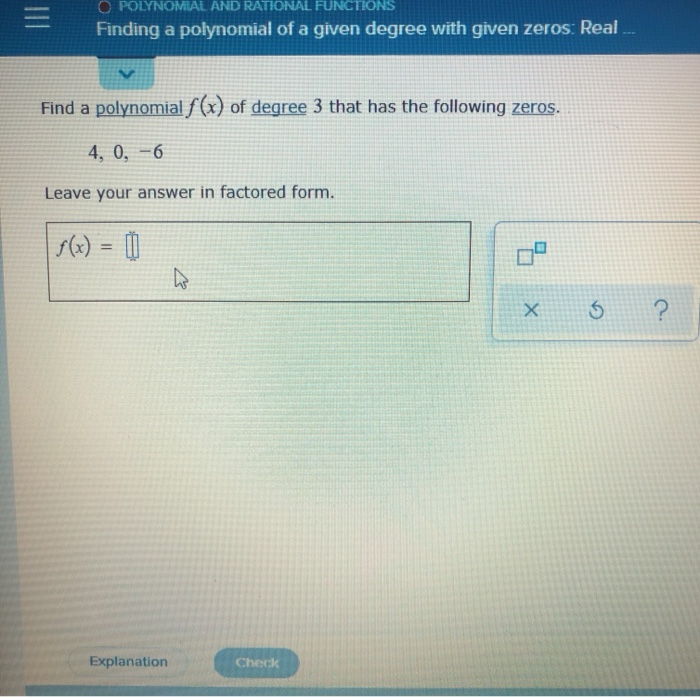 Solved O POLYNOMIAL AND RATIONAL FUNCTIONS Finding a | Chegg.com