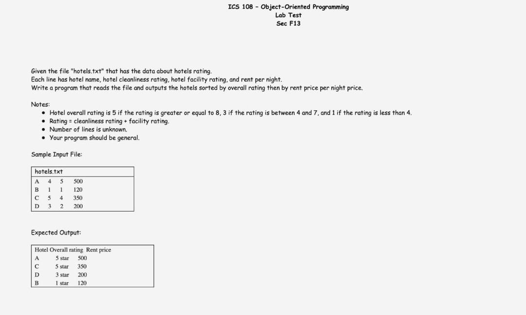 Solved Sample Input File: Expected Output: | Chegg.com