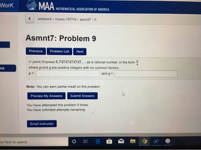 Solved Work MAA... MATHEMATICAL ASSOCIATION OF AMERICA | Chegg.com