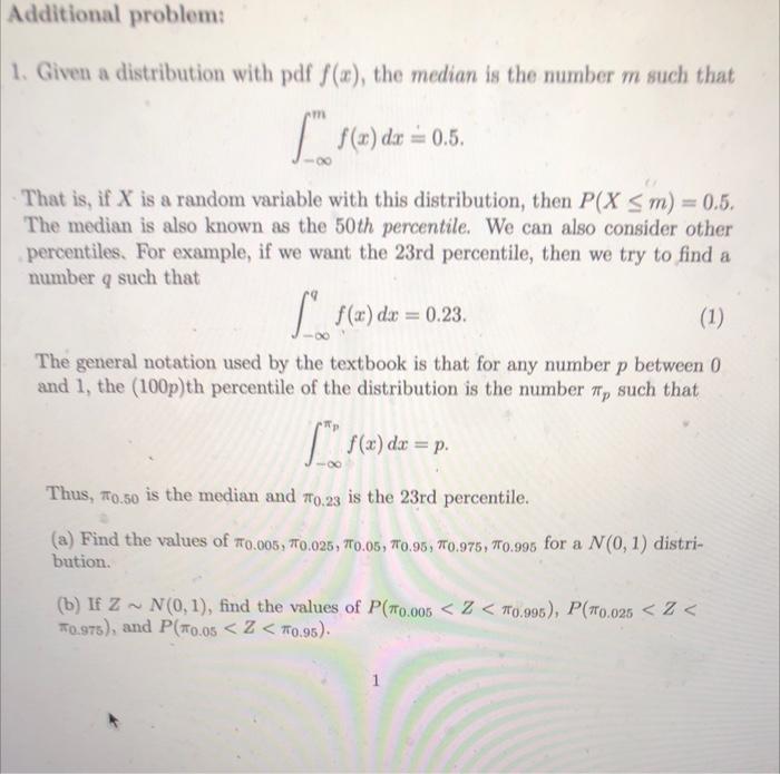 Solved Additional problems 1. Given a distribution with pdf | Chegg.com