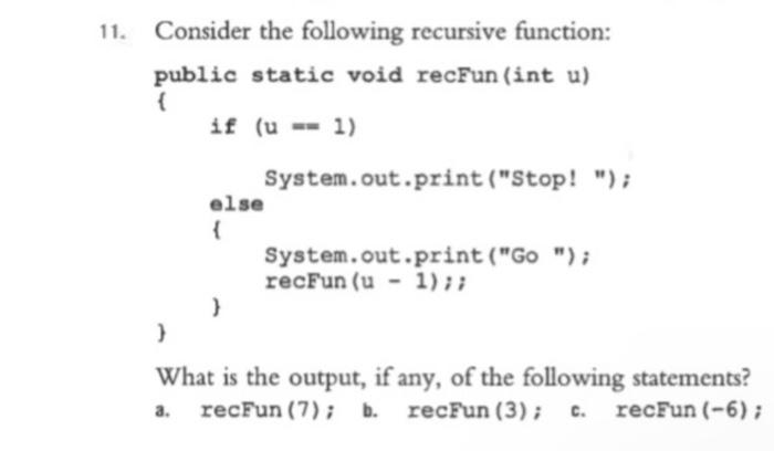 Solved Consider the following recursive function: public | Chegg.com