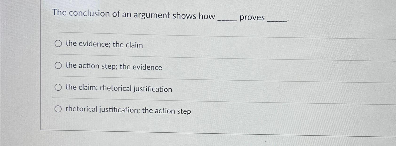 Solved The conclusion of an argument shows how provesthe | Chegg.com