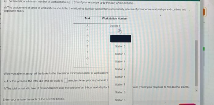 c) The theoretical minimum number of workstations is | Chegg.com