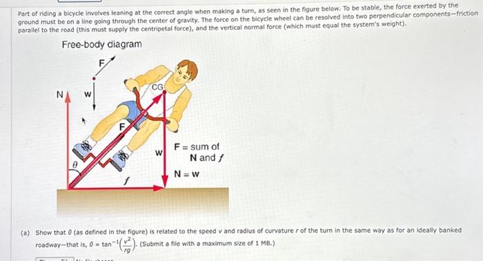 Solved Part of riding a bicycle involves leaning at the | Chegg.com