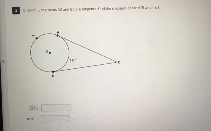 Solved 3 In circle o, segments AC and BC are tangents. Find | Chegg.com