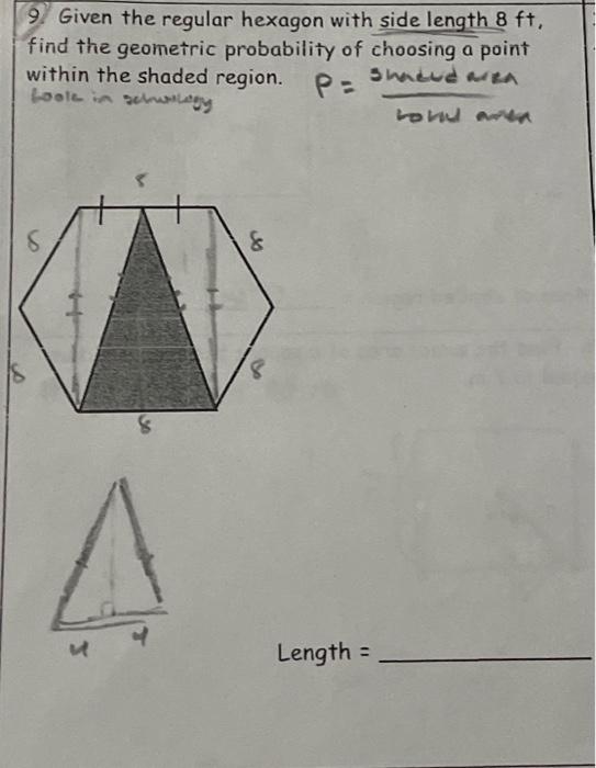 Solved Given the regular hexagon with side length 8 ft, find | Chegg.com