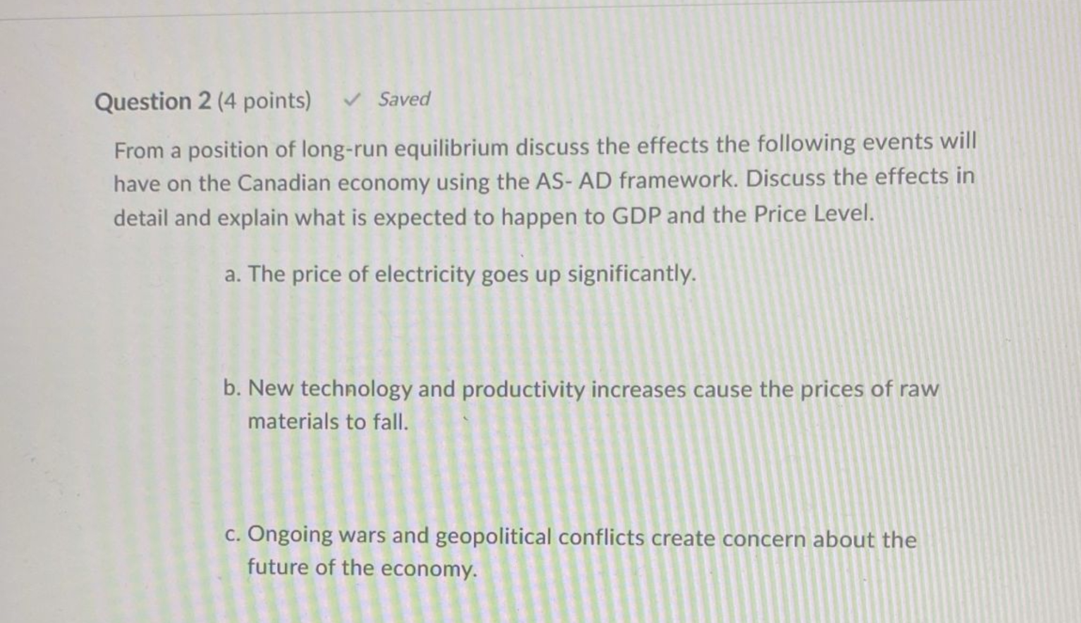 Solved Question 2 (4 ﻿points)From a position of long-run | Chegg.com