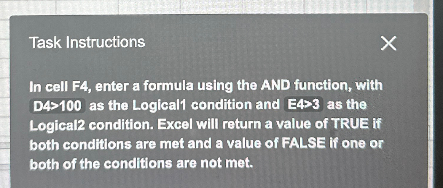 Solved Task InstructionsIn cell F4, ﻿enter a formula using | Chegg.com