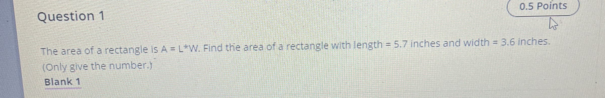 Solved Question 10.5 ﻿PointsThe area of a rectangle is | Chegg.com