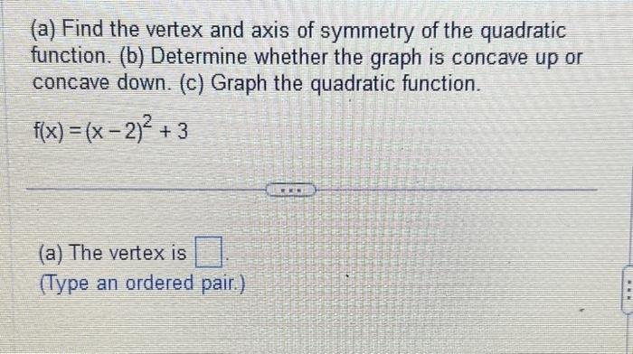 Solved (a) Find the vertex and axis of symmetry of the | Chegg.com