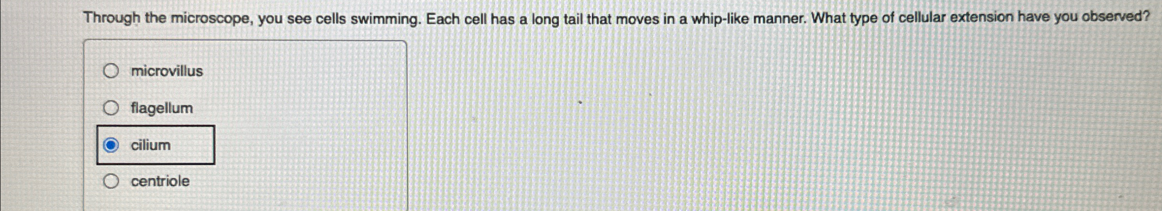 Solved Through the microscope, you see cells swimming. Each | Chegg.com