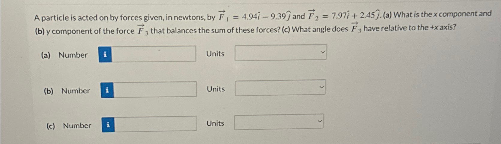 Solved A particle is acted on by forces given, in newtons, | Chegg.com