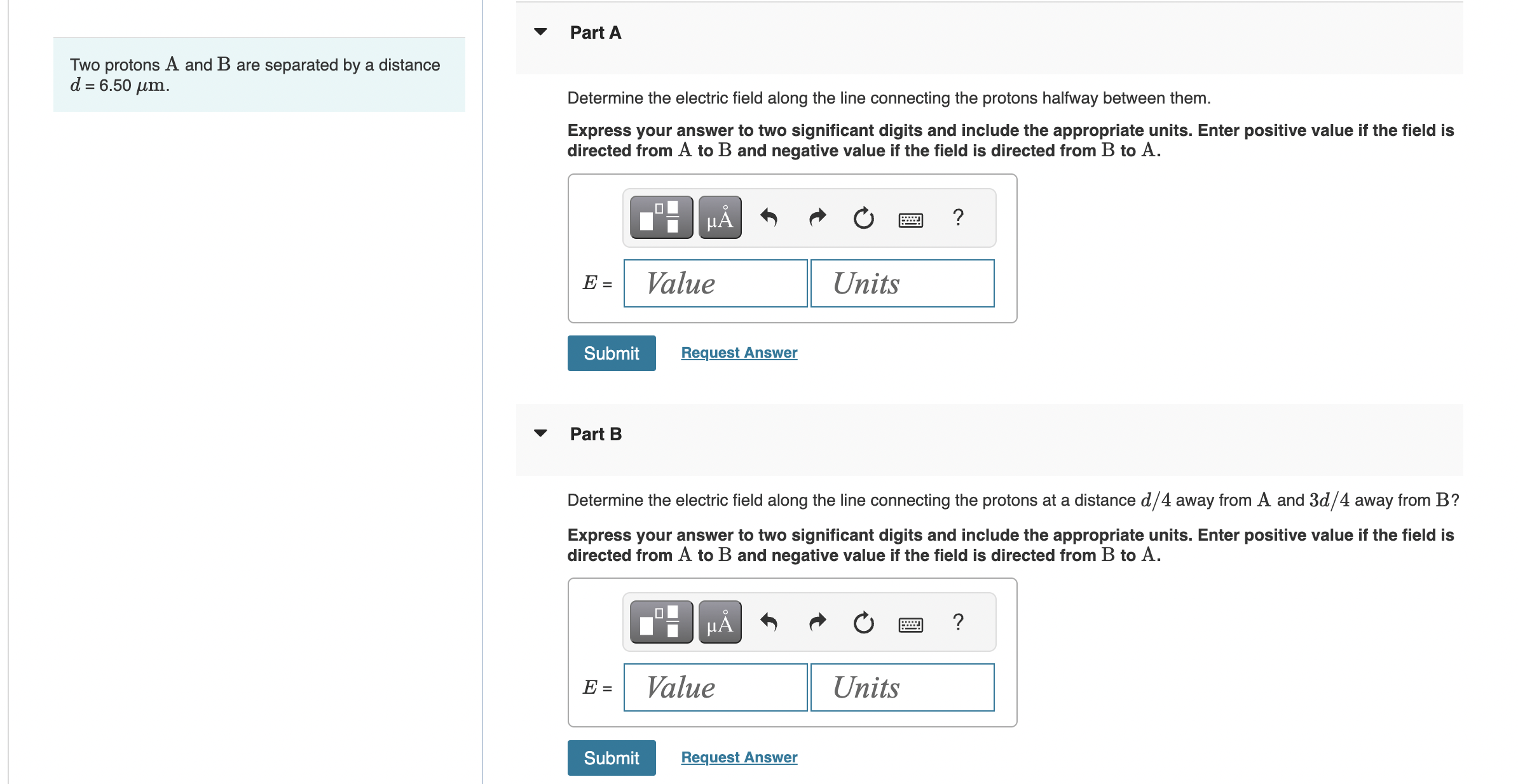Solved Part ATwo protons A and B ﻿are separated by a | Chegg.com