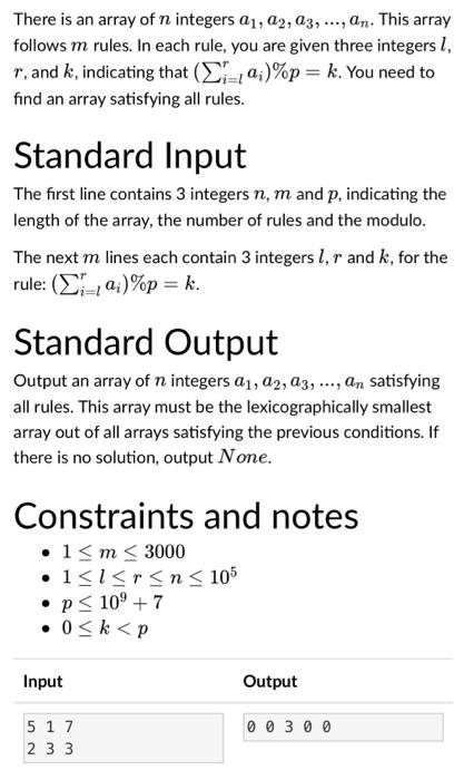 Solved There is an array of n integers a1,a2,a3,…,an. This | Chegg.com