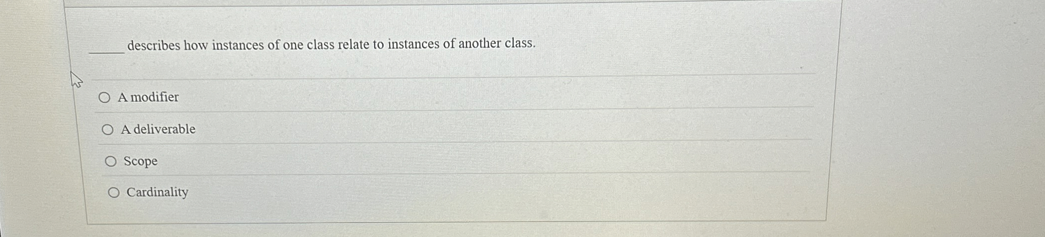 Solved describes how instances of one class relate to | Chegg.com