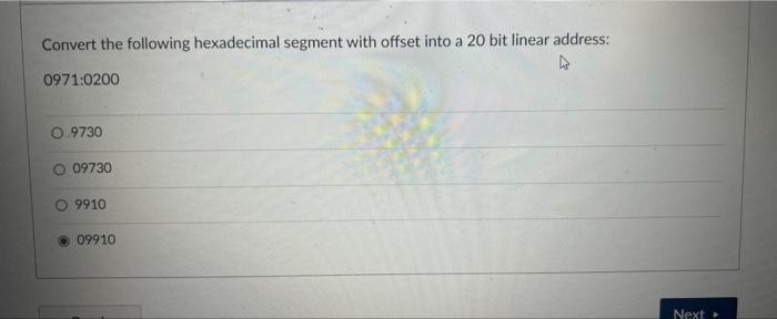 Solved Convert the following hexadecimal segment with offset | Chegg.com