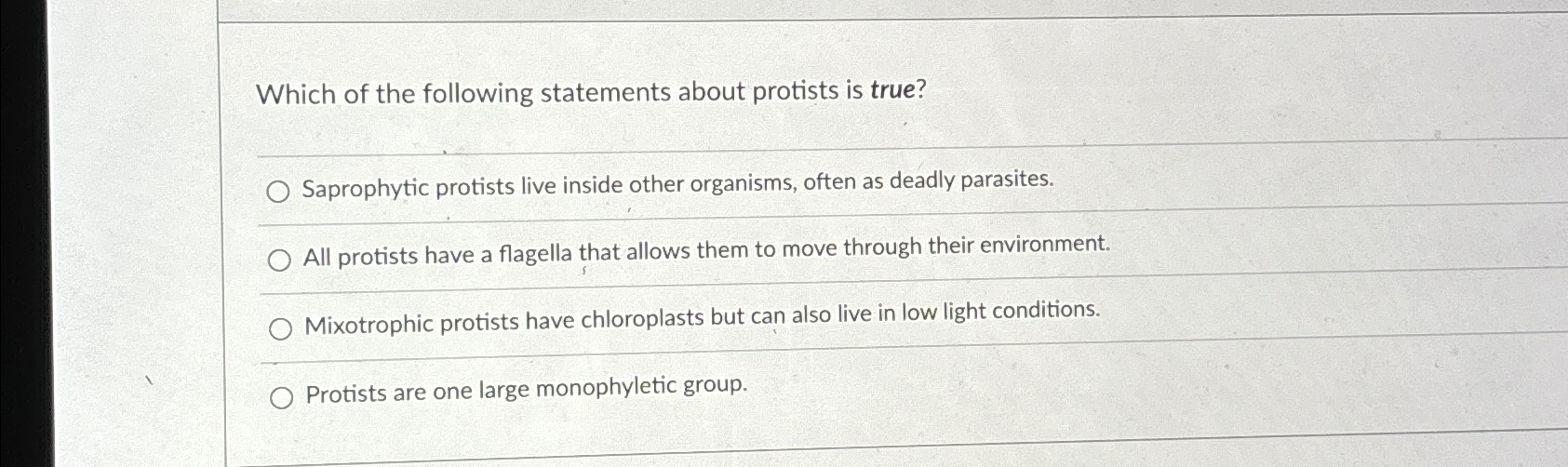 Solved Which of the following statements about protists is | Chegg.com