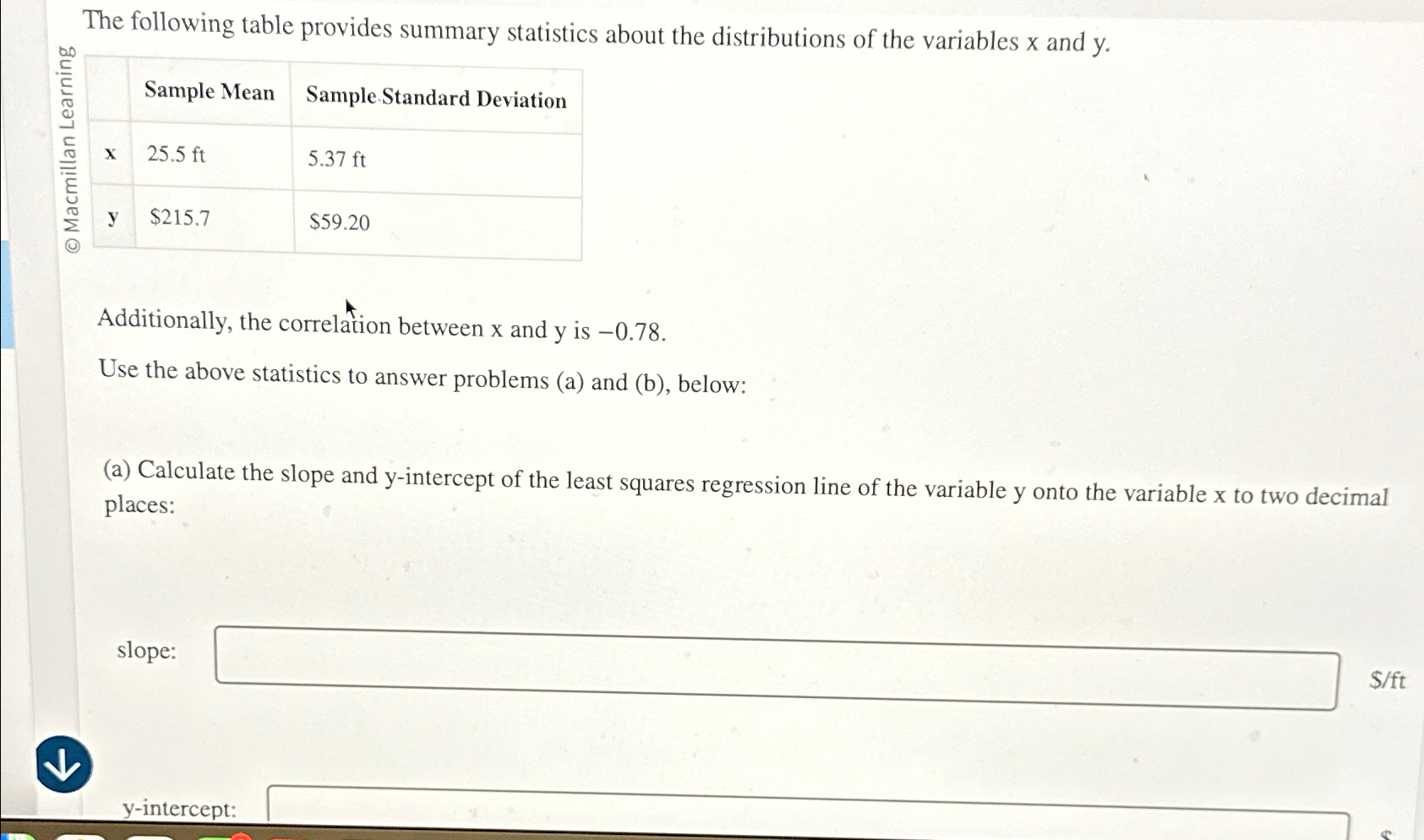Solved The following table provides summary statistics about | Chegg.com