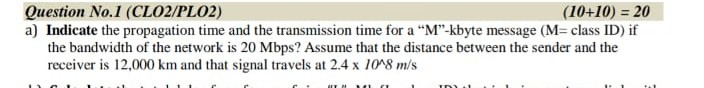 Solved Question No.1 (CLO2/PLO2) (10+10) = 20 a) Indicate | Chegg.com