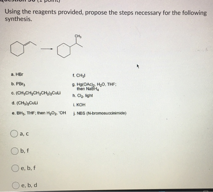 Solved Kurvi purry Using the reagents provided, propose the | Chegg.com