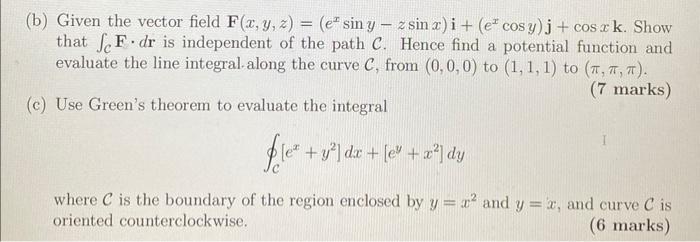 Solved 15. Session 2007/08 Semester II (a) If C is the path | Chegg.com