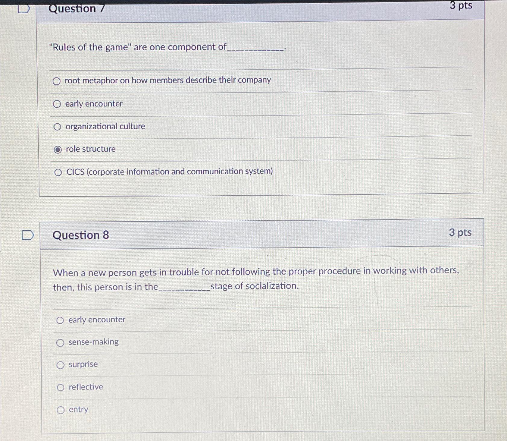 Solved Question3 ﻿pts"Rules of the game" are one component | Chegg.com