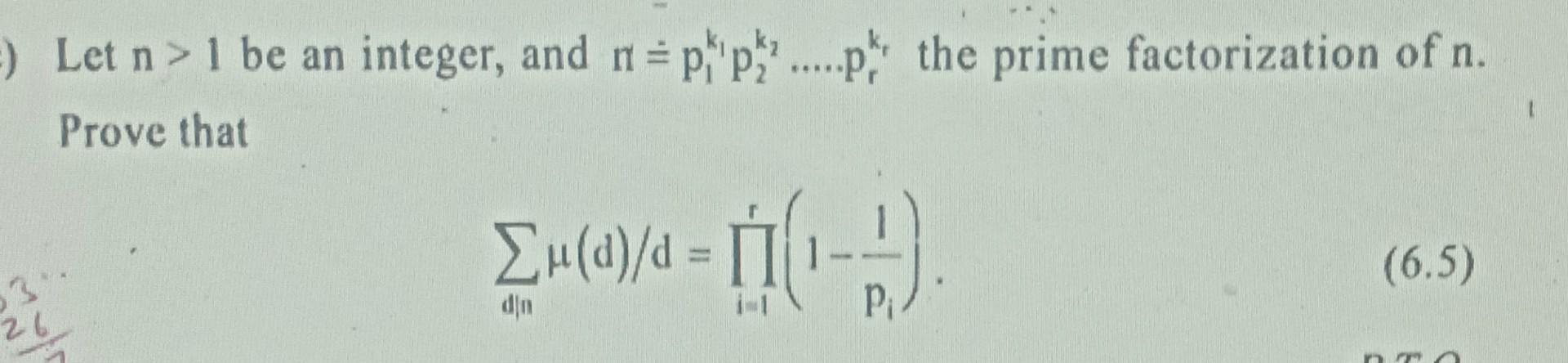 Solved Let n>1 be an integer, and n≐p1k1p2k2…..prkt the | Chegg.com