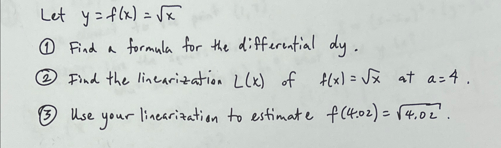 Solved Let y=f(x)=x2(1) ﻿Find a formula for the differential | Chegg.com