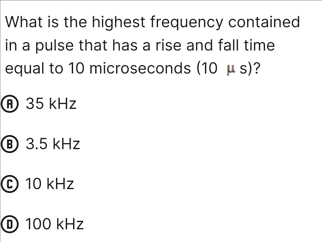 Solved What is the highest frequency contained in a pulse | Chegg.com